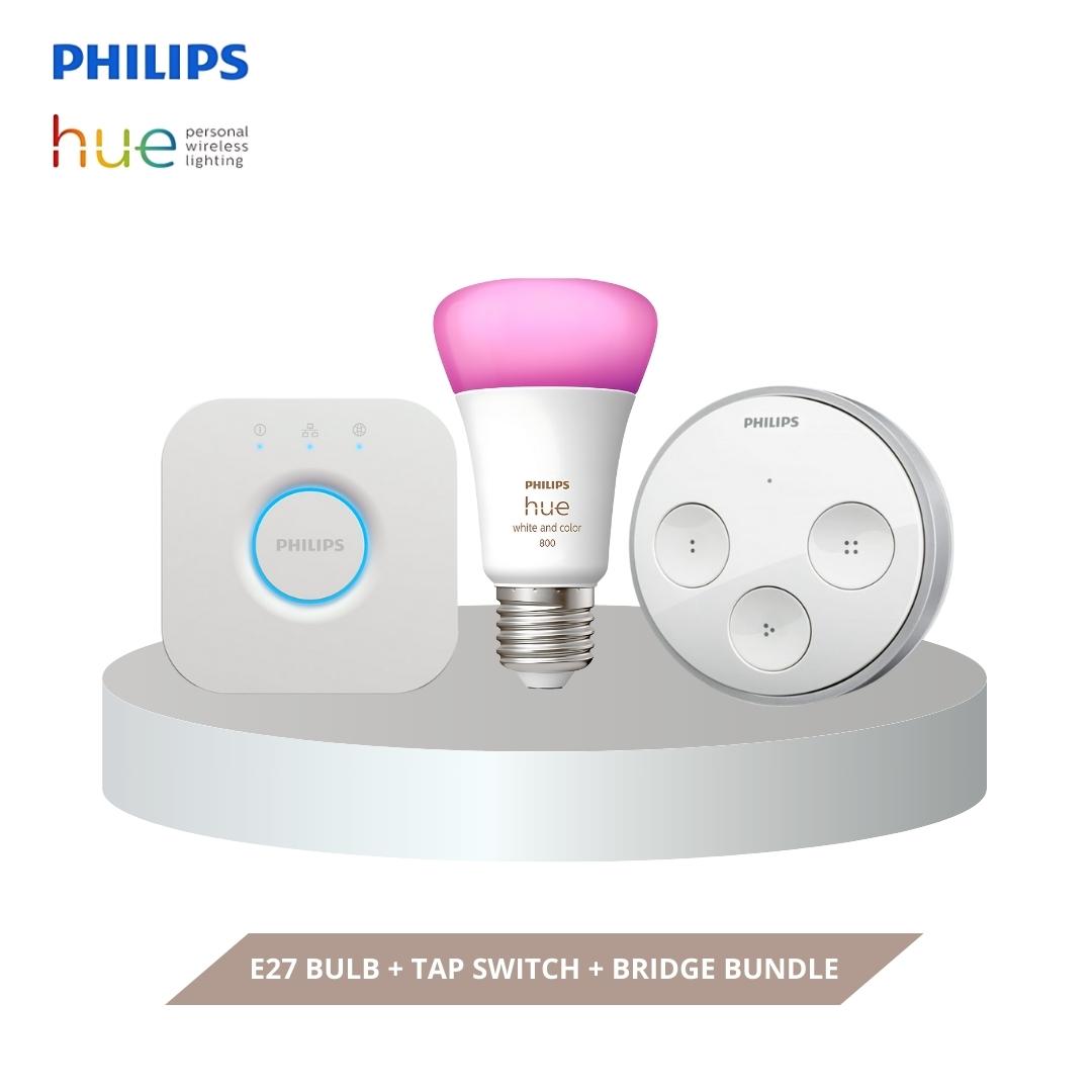 Philips Hue E27 Bulb + Tap Switch + Bridge Bundle